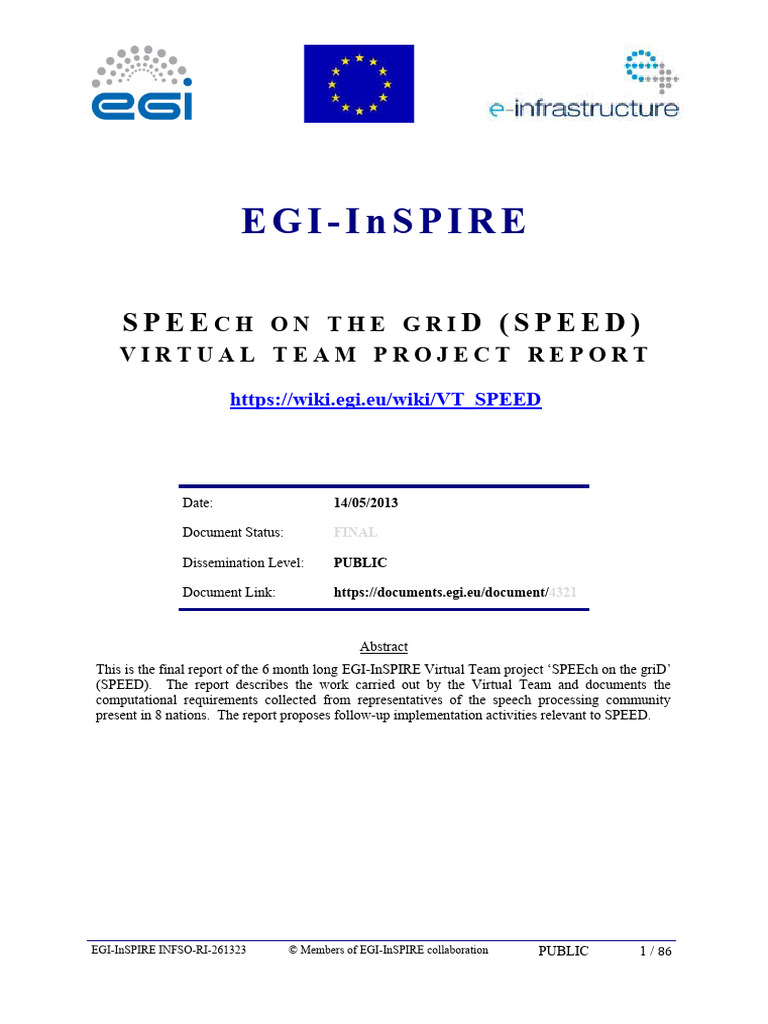 EGI SPEED Final v06 | PDF | Computer Cluster | Speech Recognition