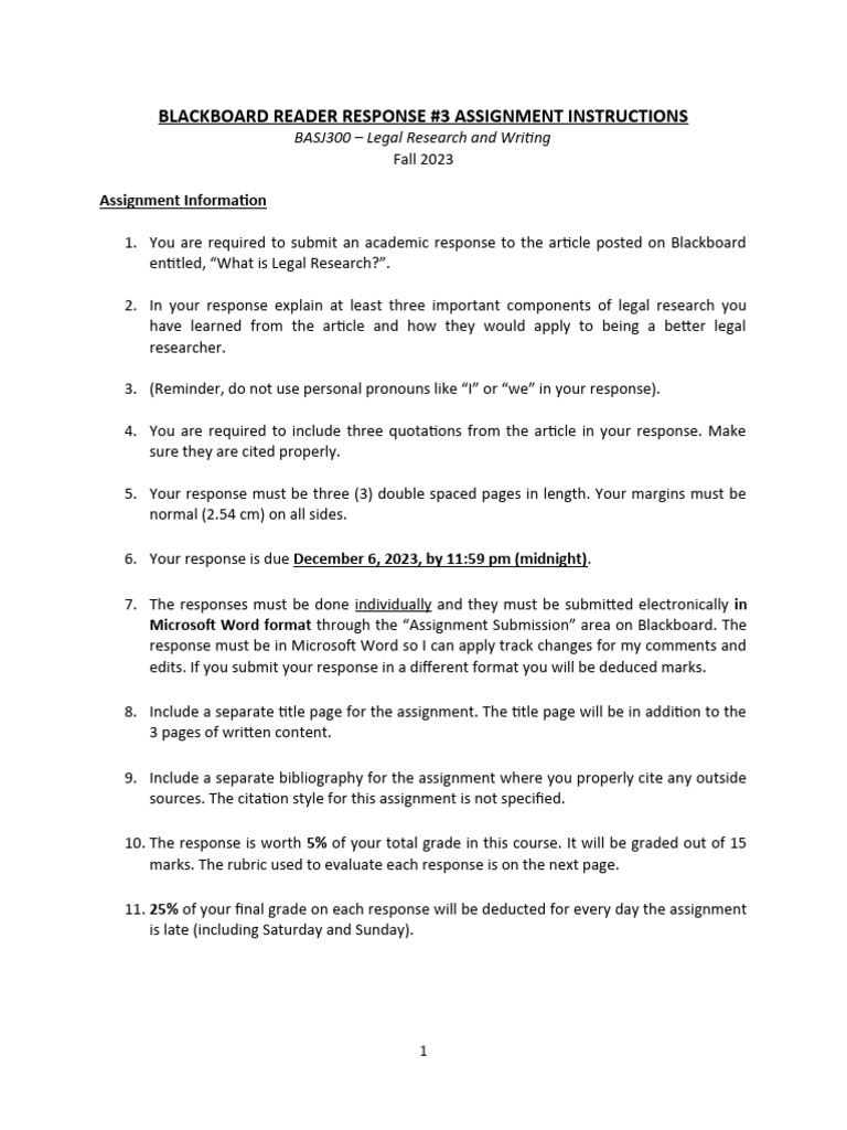 Reading Response #3 - Instructions | PDF | Learning | Writing