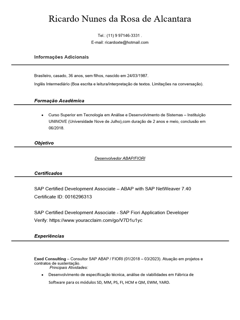 Ricardo Alcantara CV | PDF