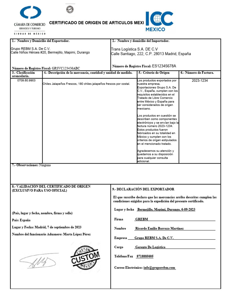 Certificado de Origen Version Final | PDF