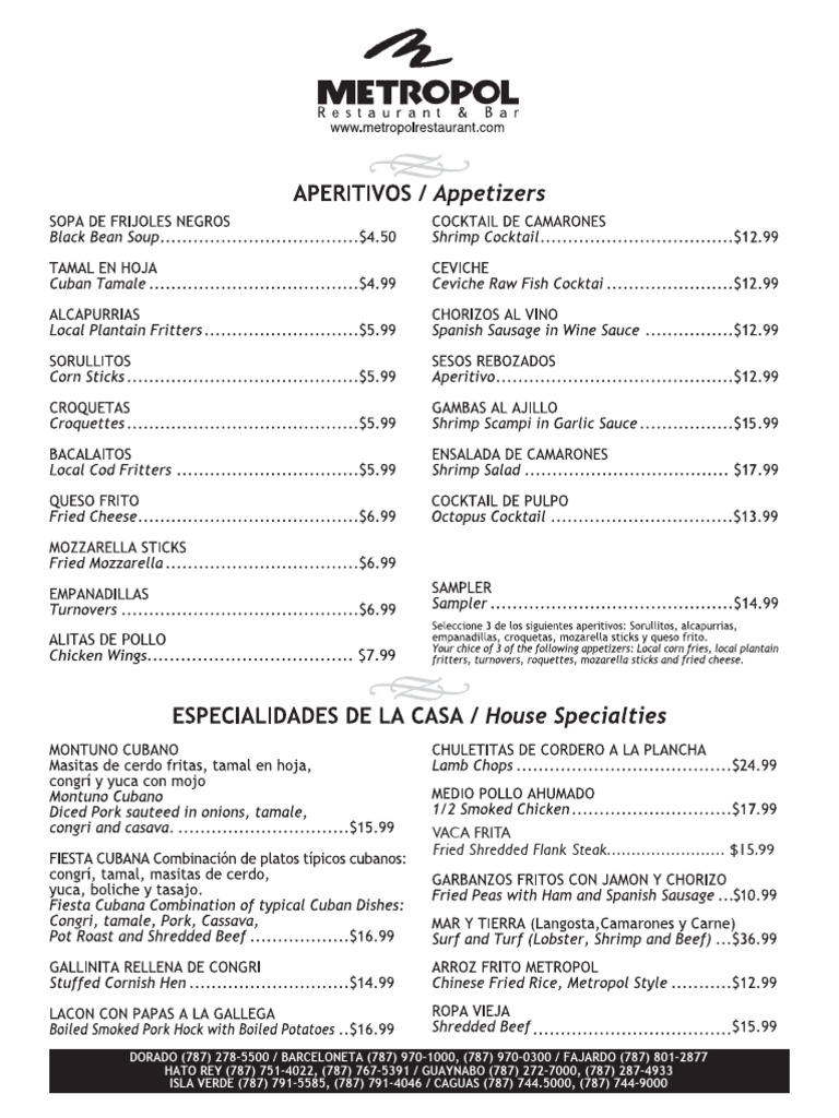 Menú Metropol | PDF | Deportes y actividades al aire libre | Cocina ...