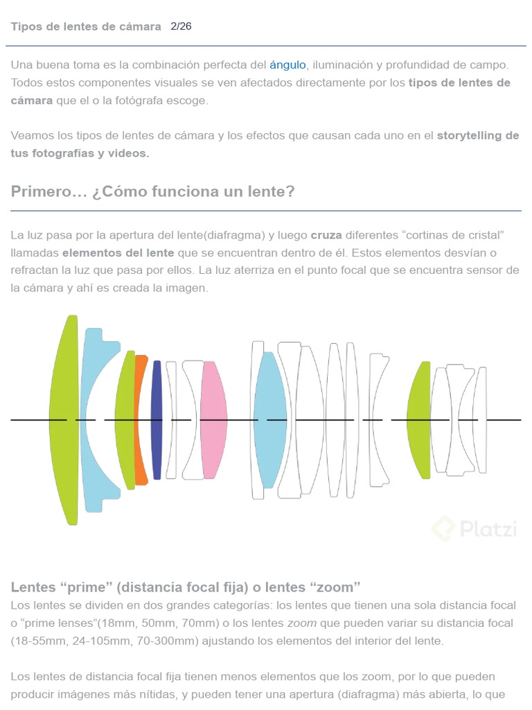 Tipos de Lentes de Cámara y Usos | PDF | Cámara | Abertura