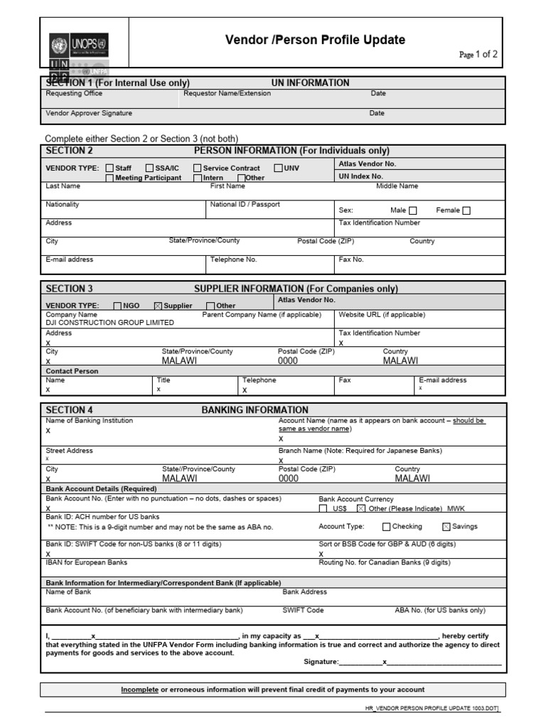 Vendor Profile Update and Banking Info | PDF | Banking | Financial Services