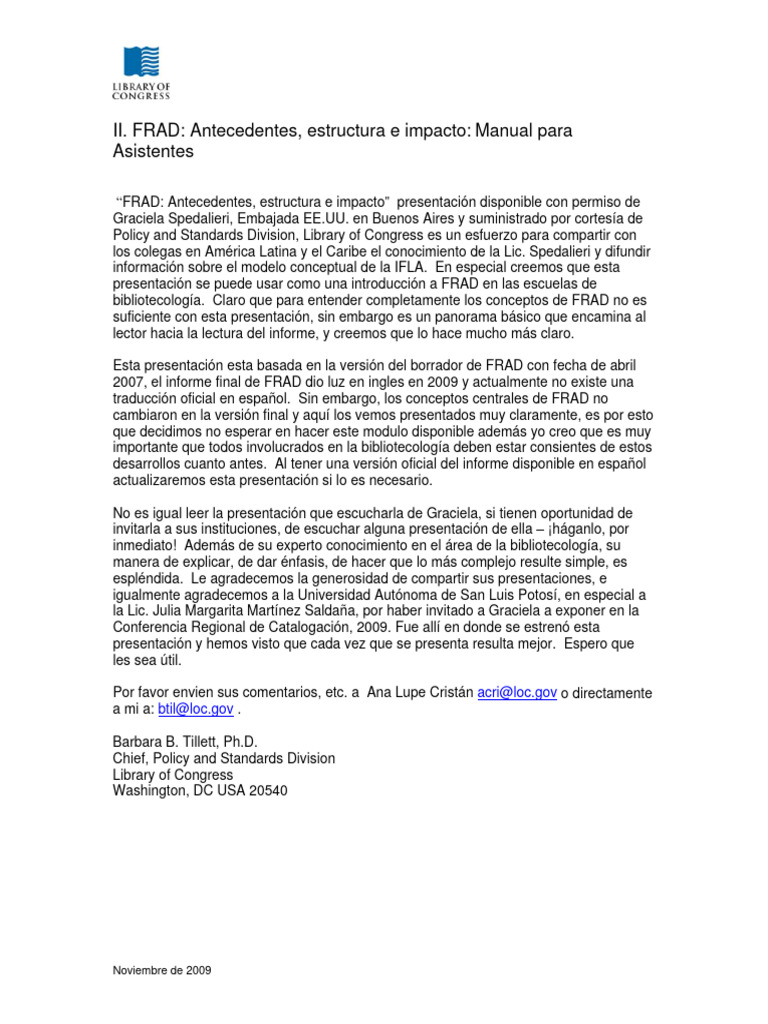 Manual de FRAD para Bibliotecarios | PDF