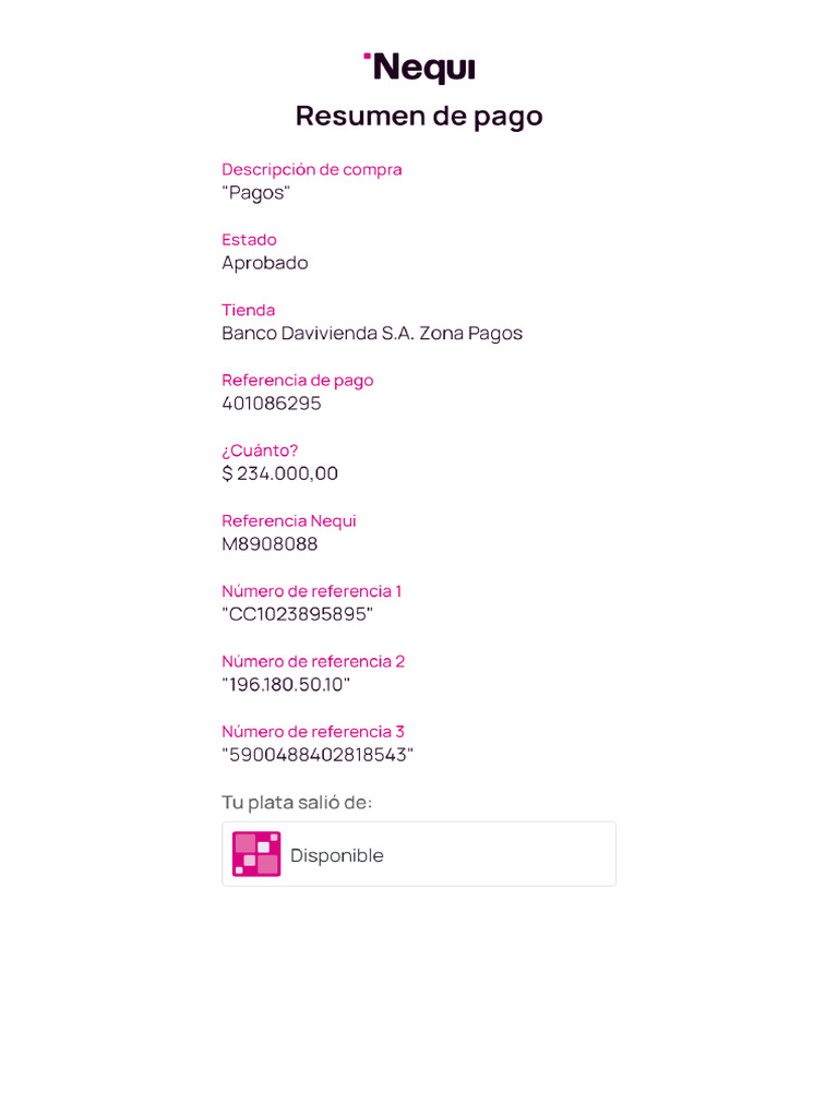 Comprobante de Pago PSE Con Nequi | PDF