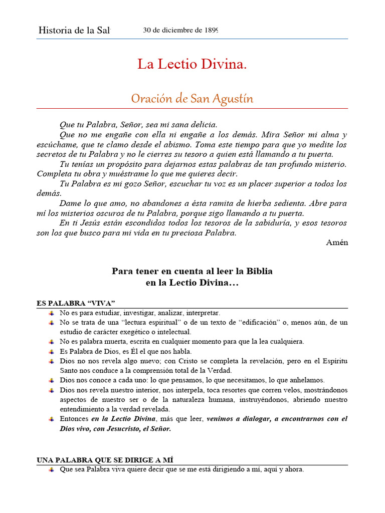 Lectio Divina: Guía de Oración Bíblica | PDF | Lectio Divina | Oración