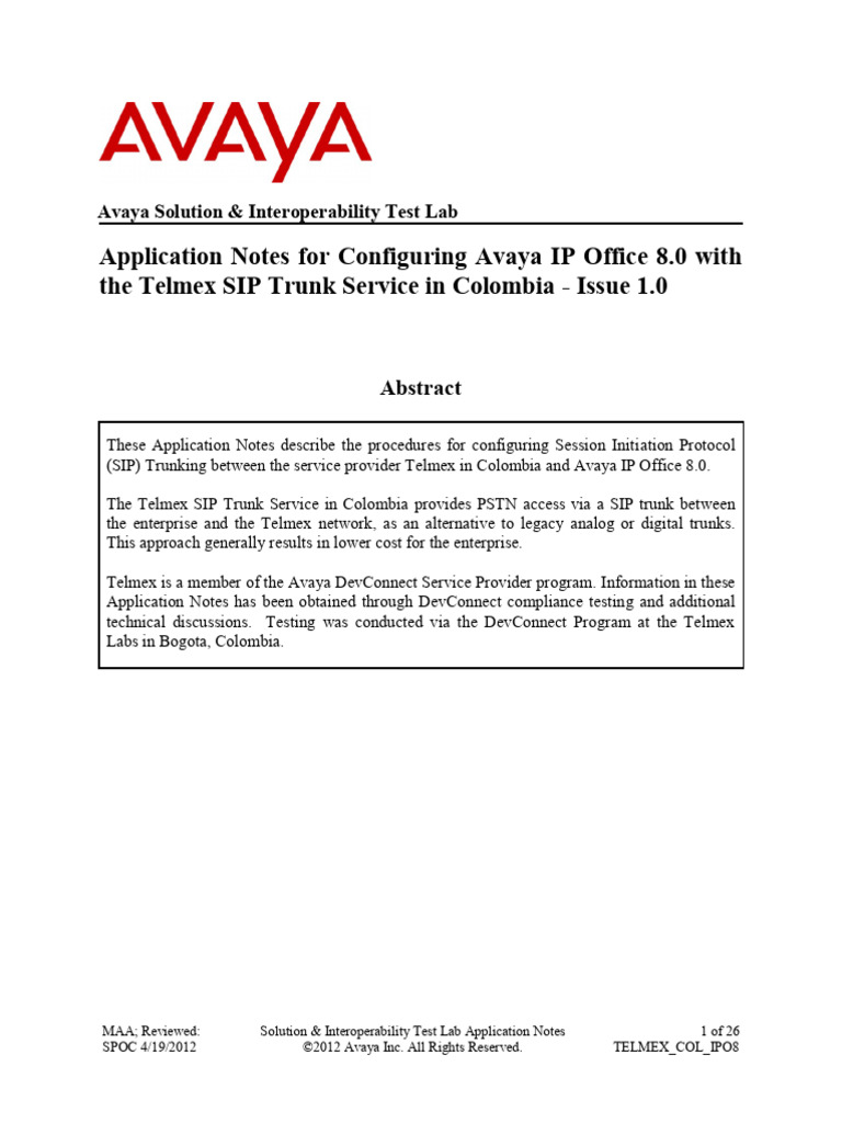 Telmex Col Ipo8 | PDF | Session Initiation Protocol | Voice Over Ip