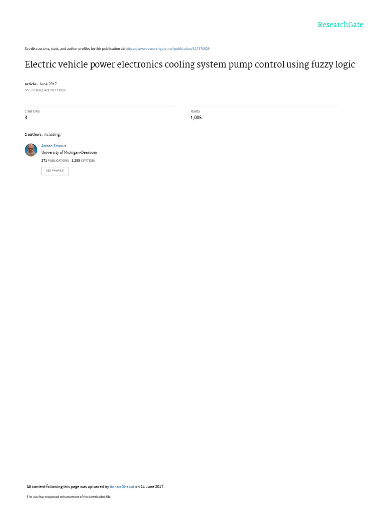 Electric Vehicle Power Electronics Cooling System | PDF | Fuzzy Logic ...