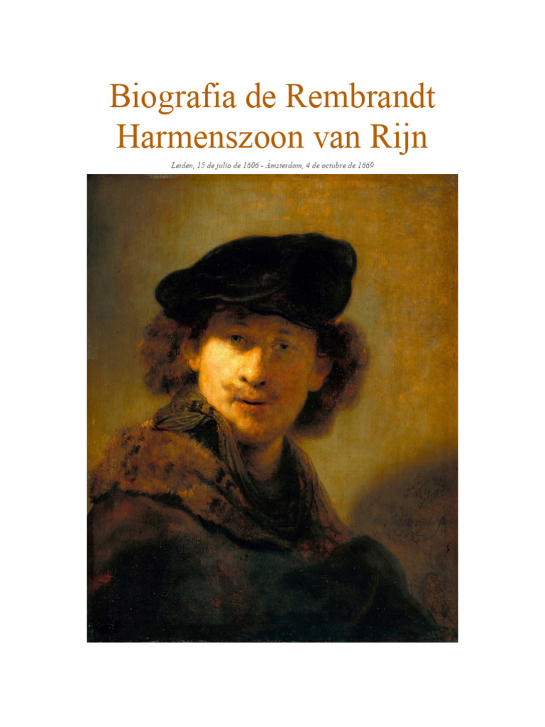 Biografia de Rembrandt | Descargar gratis PDF | Rembrandt | Las artes