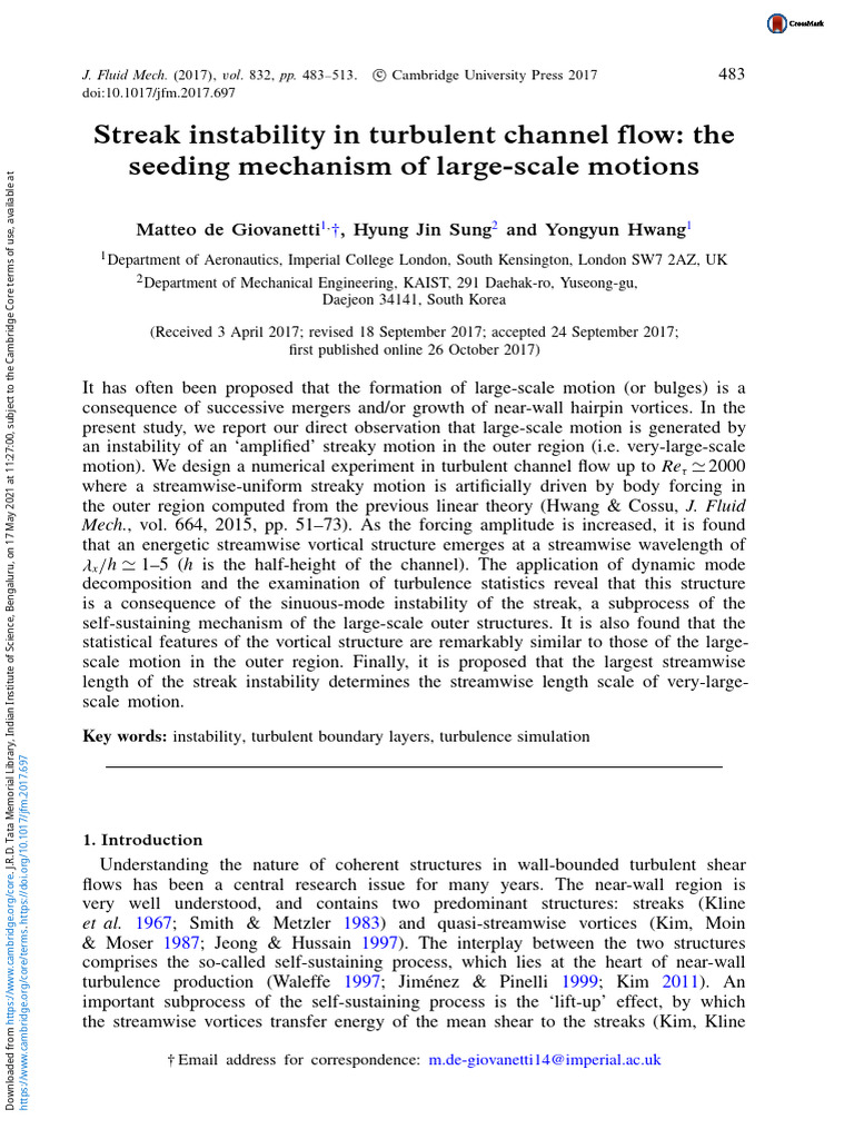 De Giovanetti - JFM - Streak-Instability-In-Turbulent-Channel-Flow-The-Seeding-Mechanism-Of ...