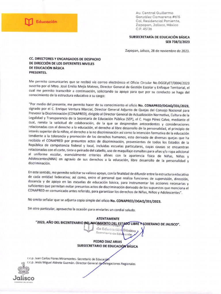 Oficio Seb 738-3-2023 Oficio Conapred-Dgaq-331-2023 | PDF | Justicia | Crimen y violencia