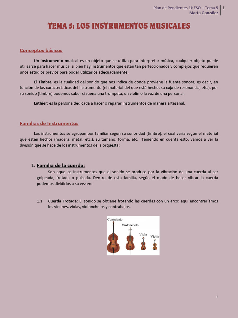 Clasificación de Instrumentos Musicales | PDF | Instrumentos musicales ...