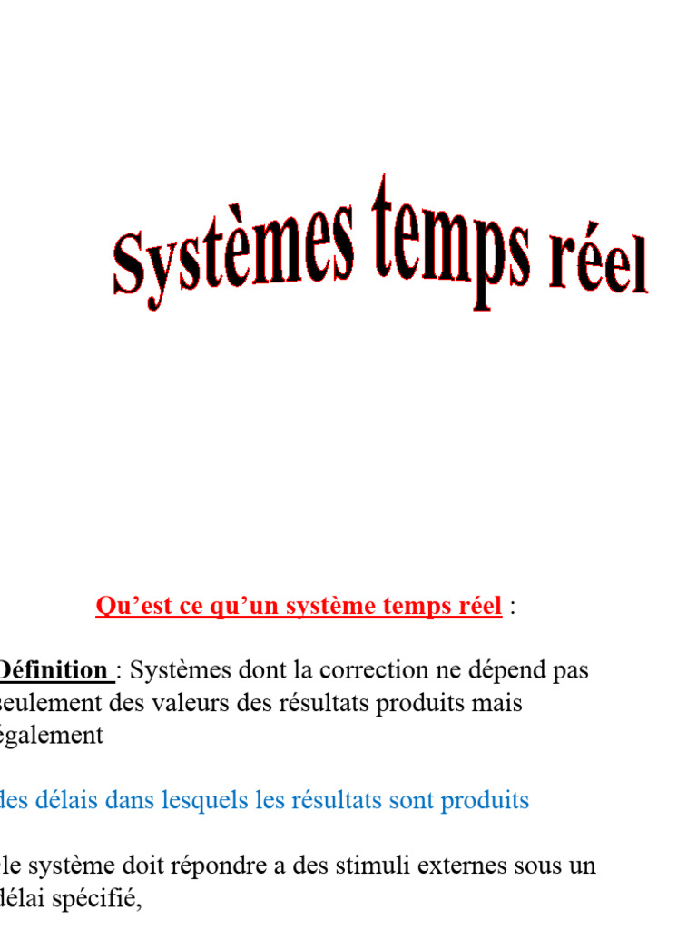 Temps Réel Pdf Ordonnancement Dans Les Systèmes Dexploitation Système Temps Réel