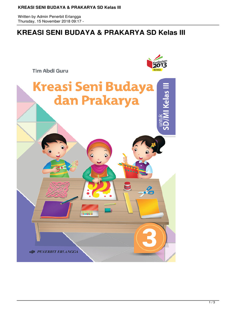 Buku Seni Budaya & Prakarya Kelas 3 SD | PDF