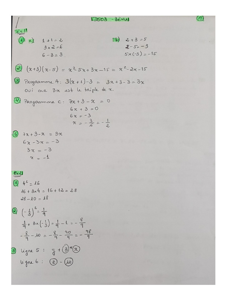 3ème - DS03 - CORRECTION | PDF