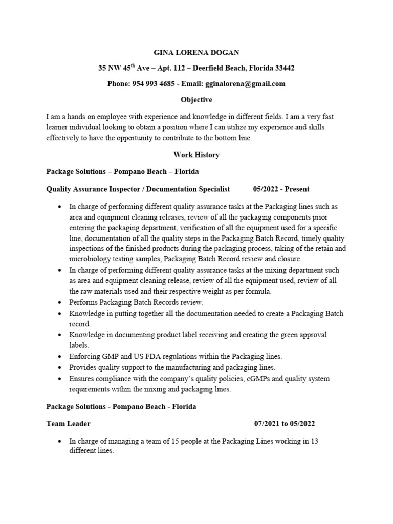 Gina Dogan Resume | PDF | Business | Economies