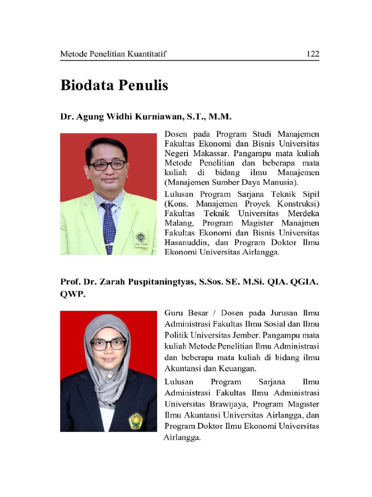 Metode Penelitian Kuantitatif Edisi Revisi Biodata Pdf