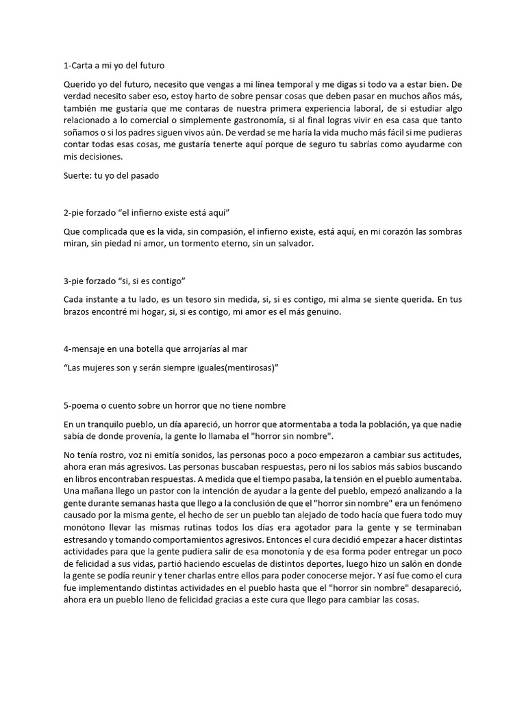 Carta A Mi Yo Del Futuro | PDF | Amor