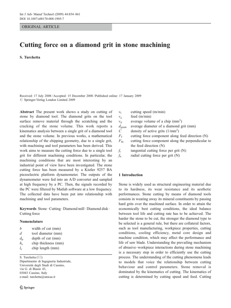 Cutting Force On A Diamond Grit in Stone | PDF | Stress (Mechanics ...