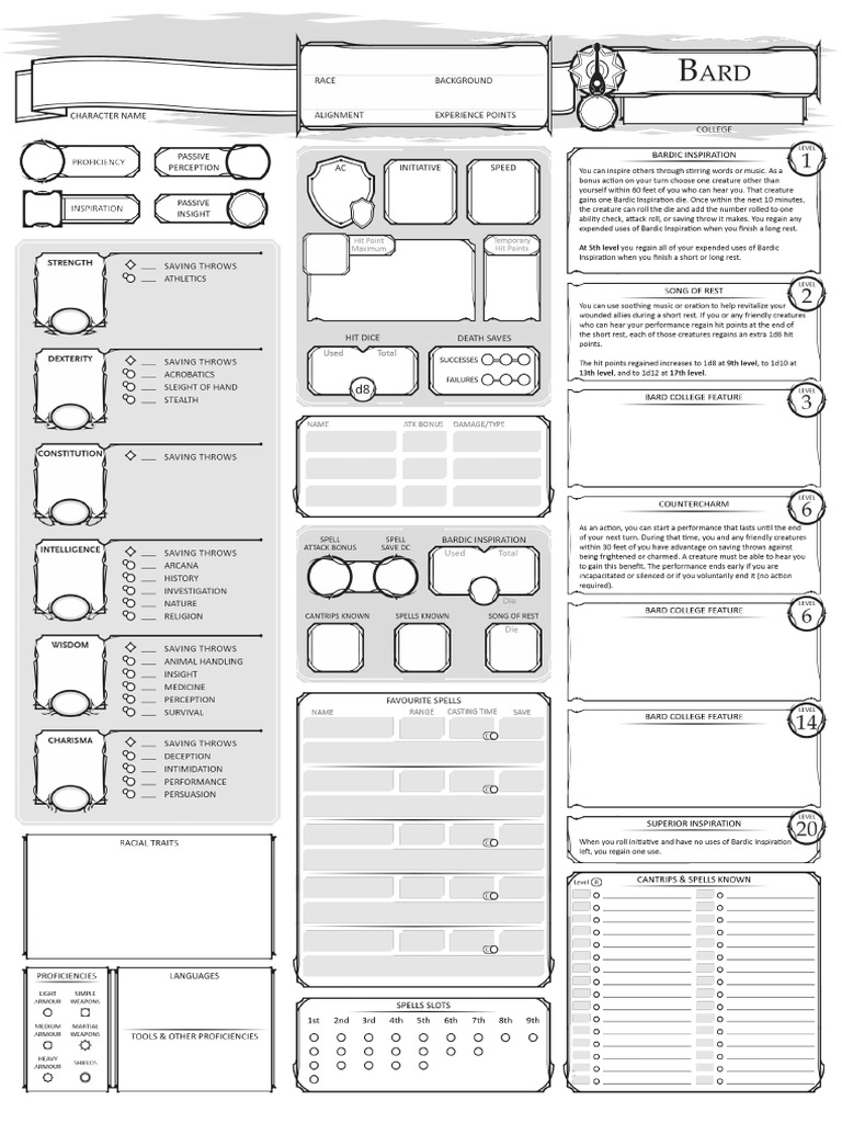 456029-Class Character Sheet Bard V1.2 | PDF