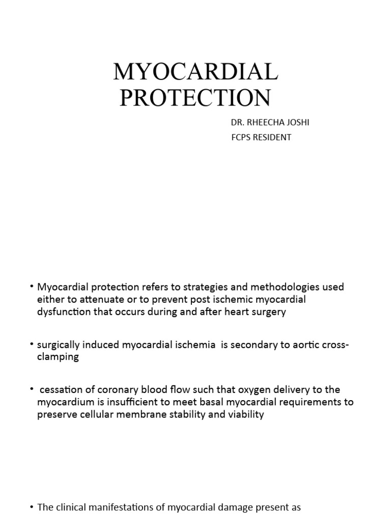 Myocardial Protection | PDF | Cardiac Muscle | Coronary Artery Bypass ...