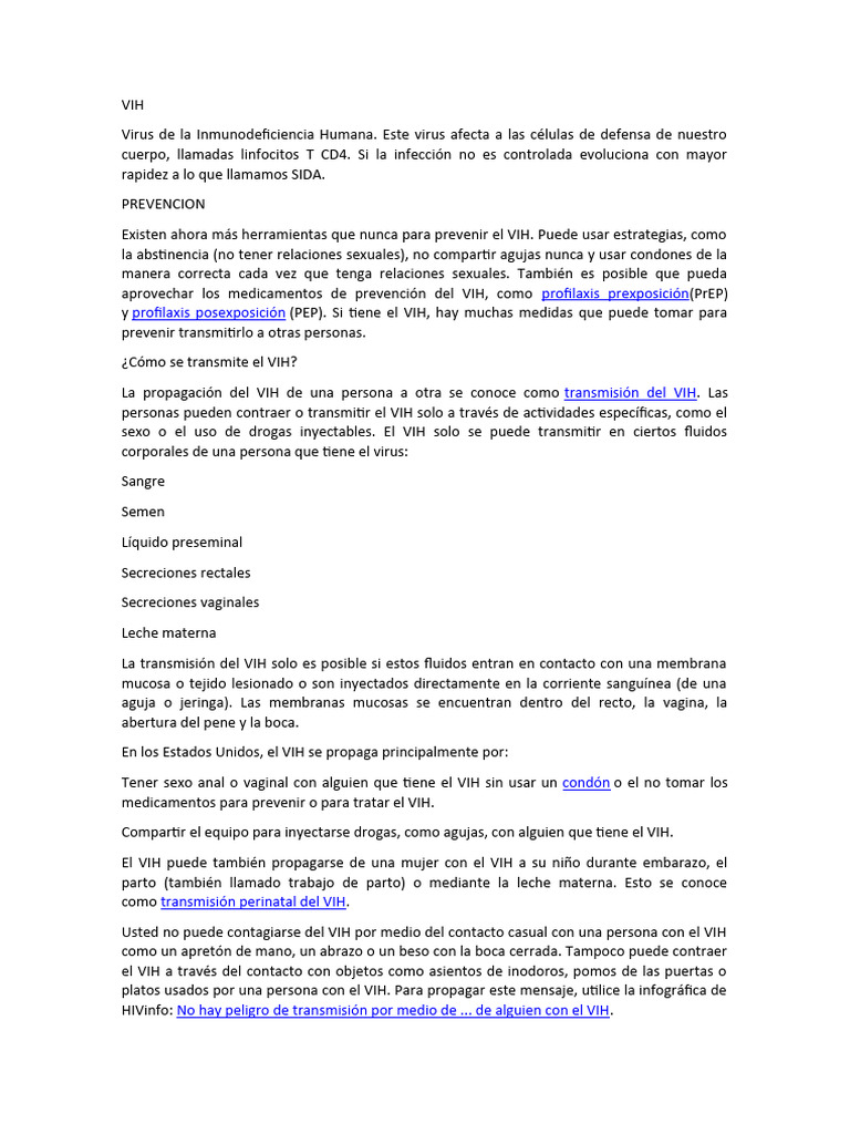 Profilaxis Prexposición Profilaxis Posexposición | PDF | VIH | VIH / SIDA