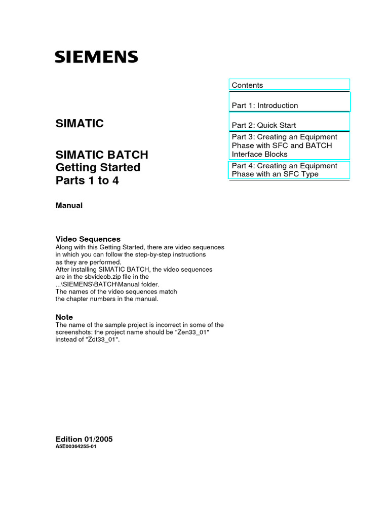 SIMATIC BATCH Getting Started Parts 1 To 4 | PDF | Trademark | Automation