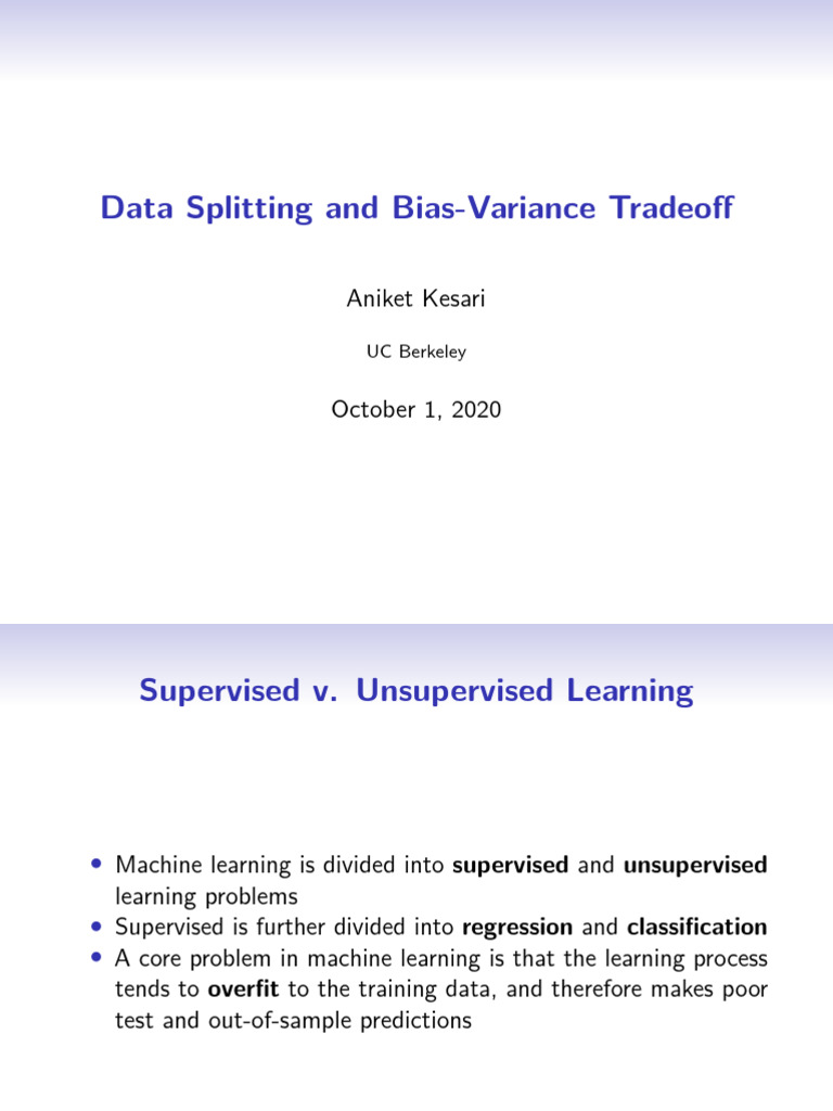 Bias-Variance Tradeoff in ML | PDF | Machine Learning | Cross ...
