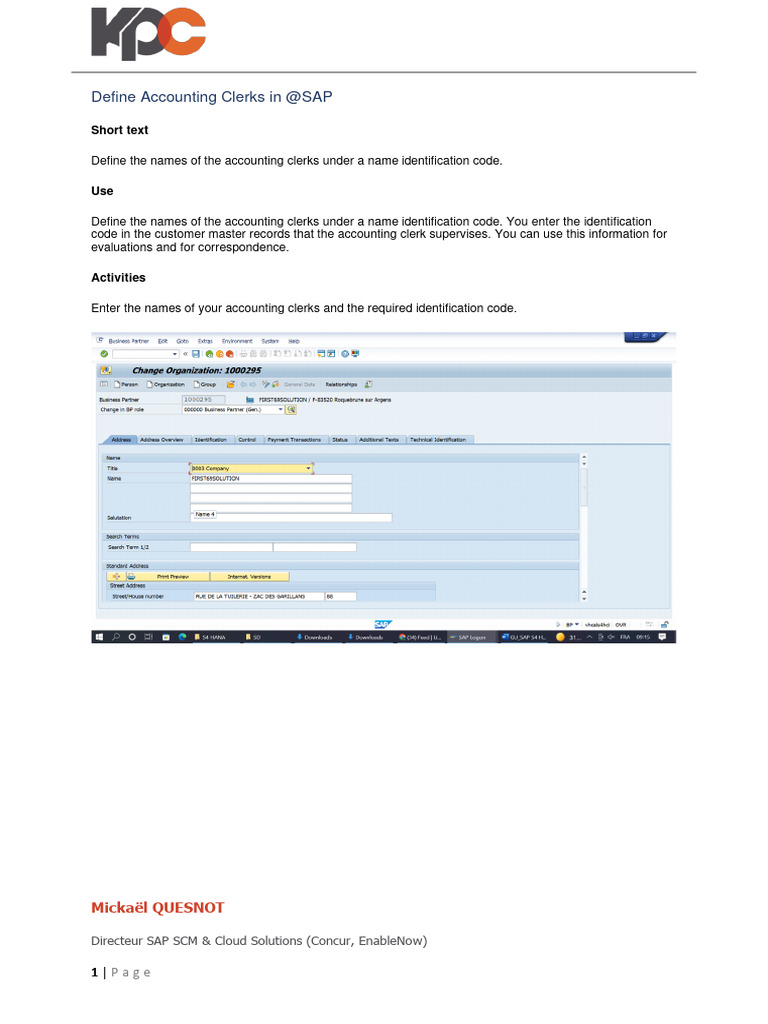 Defining Accounting Clerks in SAP | PDF | Finance & Money Management