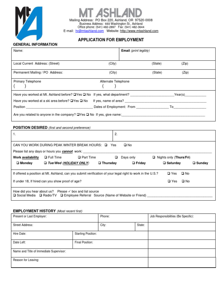 Employment Application | PDF | Employment | Business