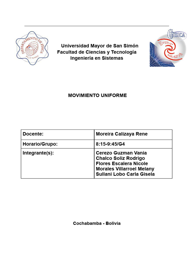 Movimiento Uniforme - Grupo4 | PDF