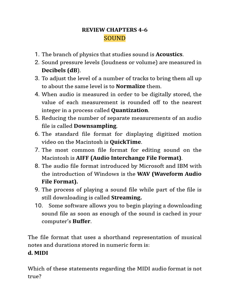 Review Chapters 4-6 | PDF | Video | Data Compression
