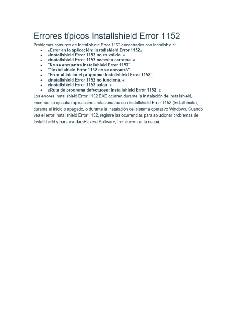 Errores Típicos Installshield Error 1152 | PDF | Salud y bienestar ...