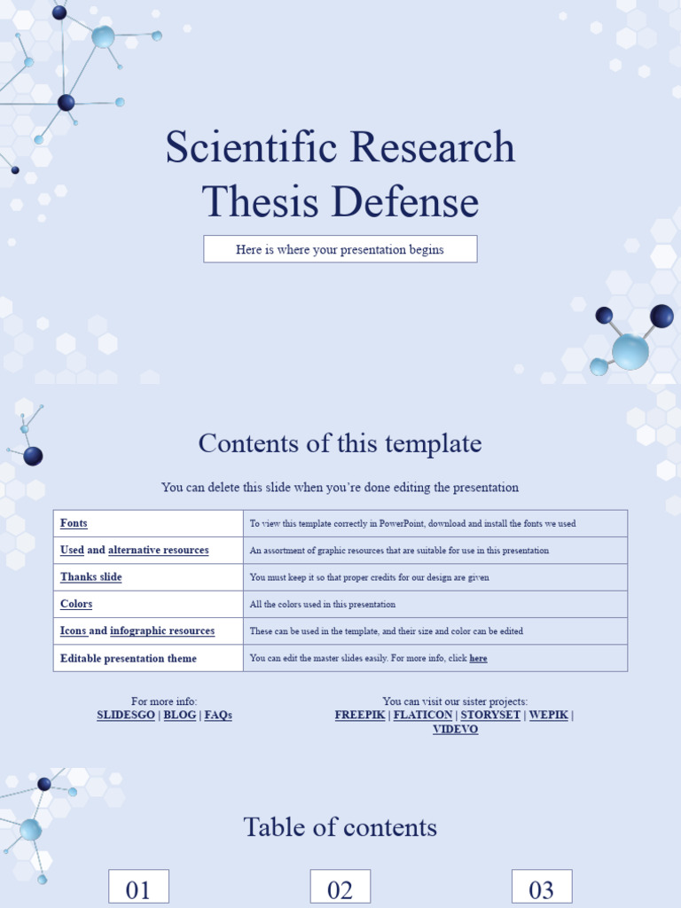 Scientific Research Thesis Defense by Slidesgo | PDF