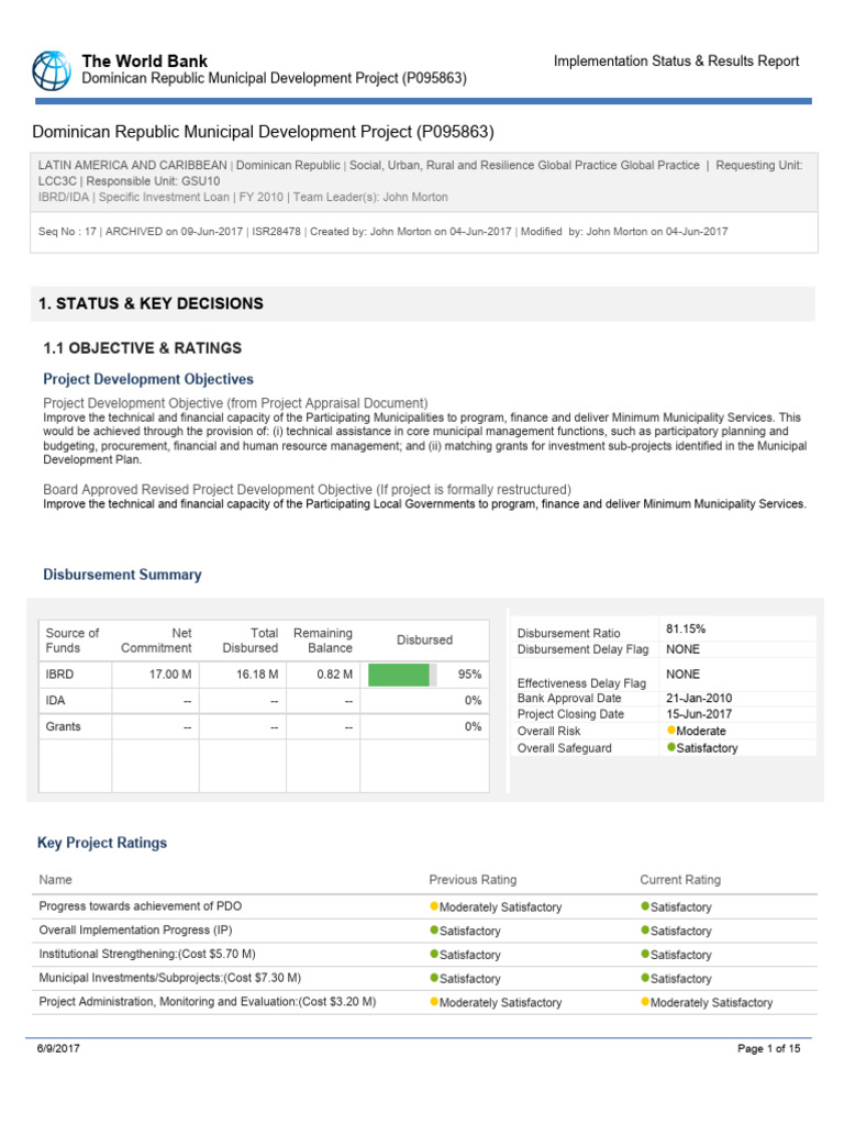 ISR Project | PDF | World Bank | International Development Association