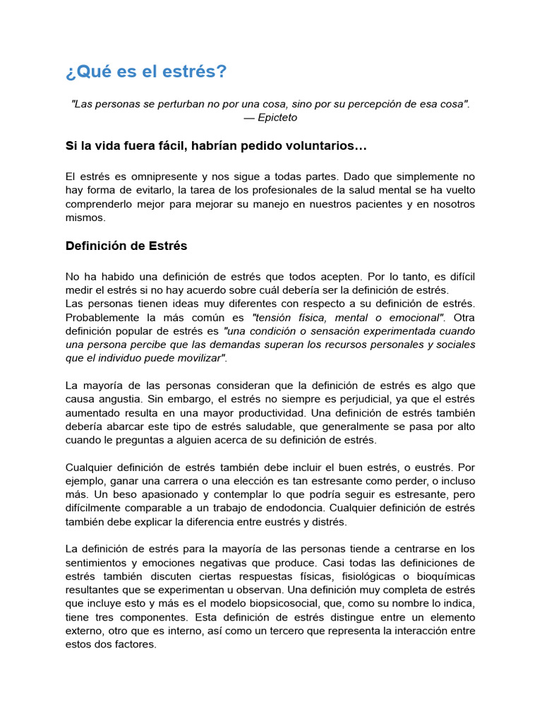 ¿Qué Es El Estrés | PDF | Estrés (biología) | Respuesta de lucha o escape