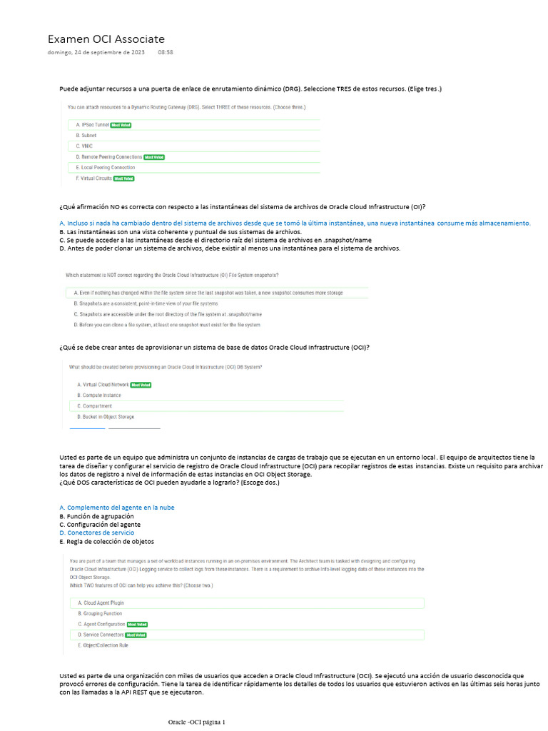 Examen OCI Associate | PDF | Dirección IP | Red privada virtual
