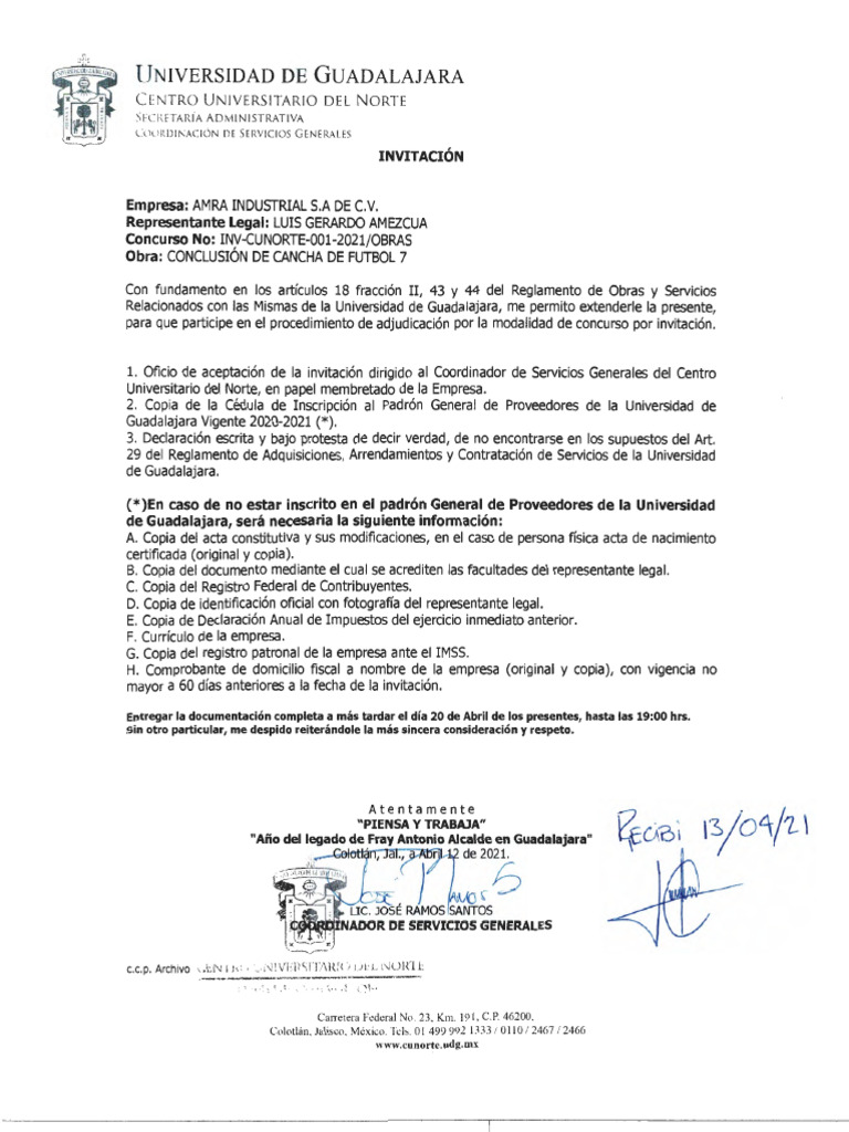 Inv 01 Cunorte Obras 2021 | PDF | Certificado de nacimiento