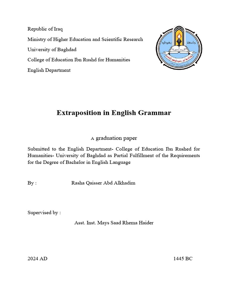 Extraposition in English Grammar | PDF