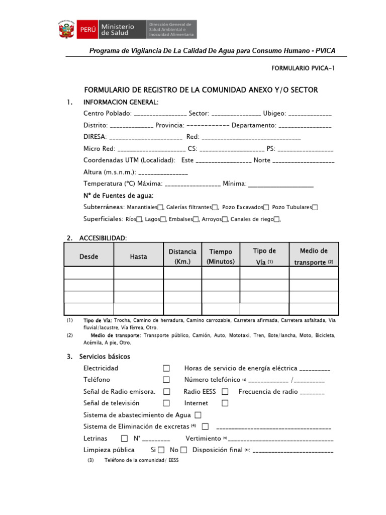 1. PVICA Formulario Insp Sanitaria Final (1) | PDF | Agua | Hidrología