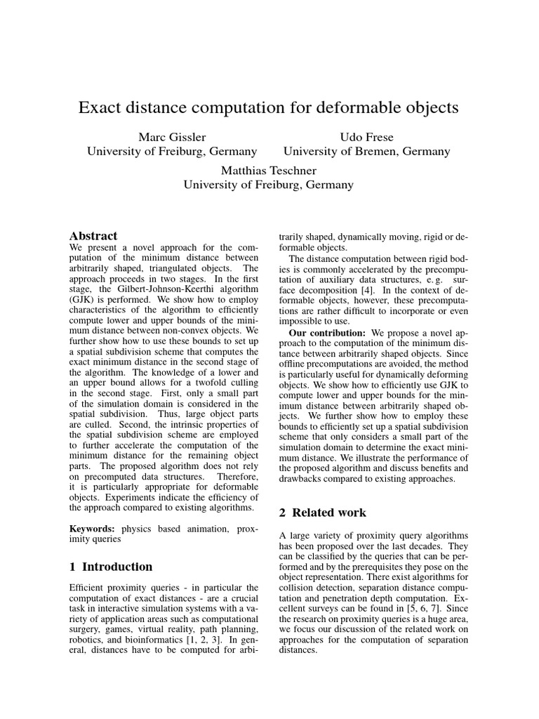 Exact Distance Computation For Deformabl | PDF | Computer Science | Applied Mathematics