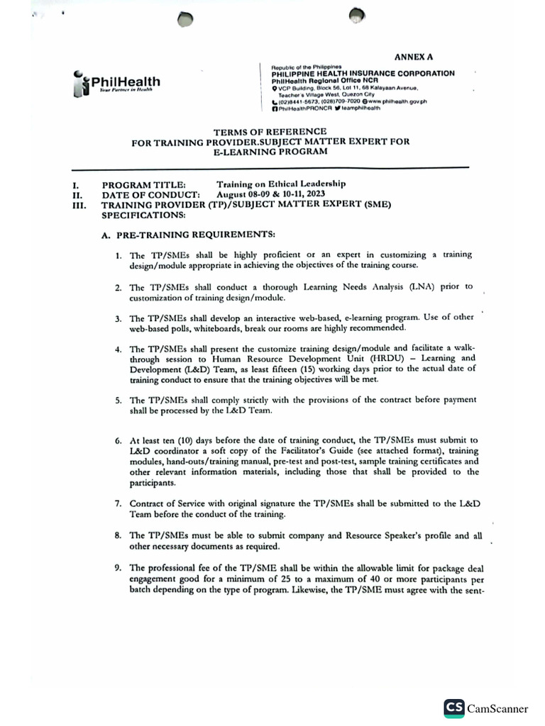 Terms of Reference For Elearning | PDF