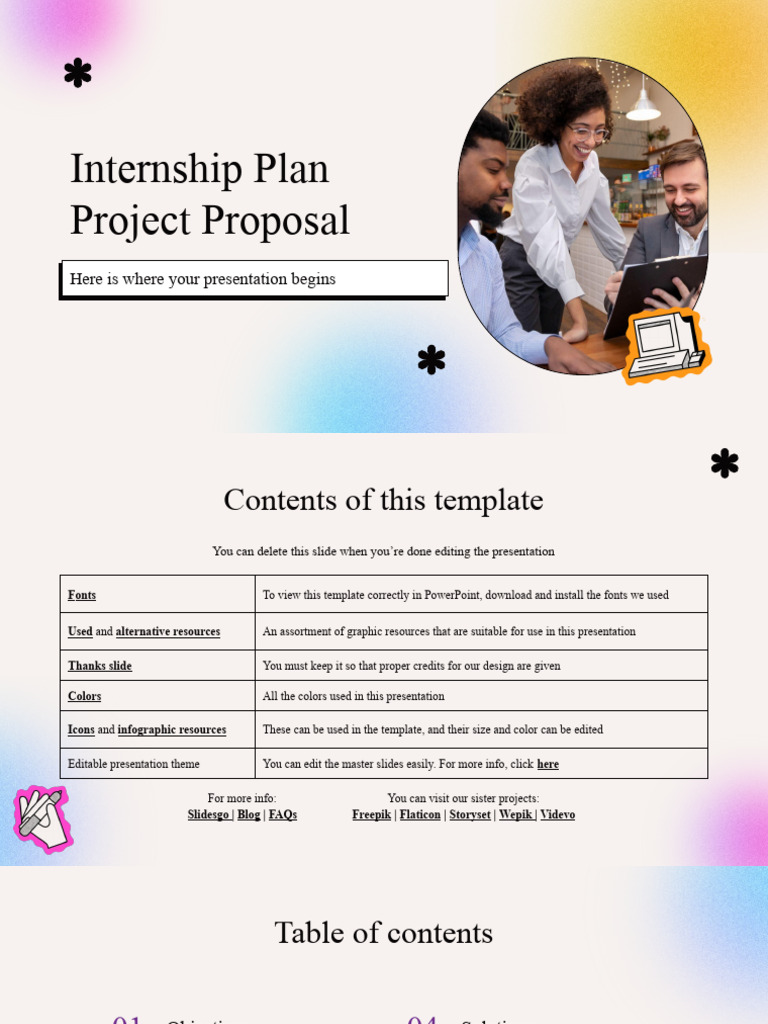 Internship Plan Project Proposal by Slidesgo | PDF | Expense | Marketing