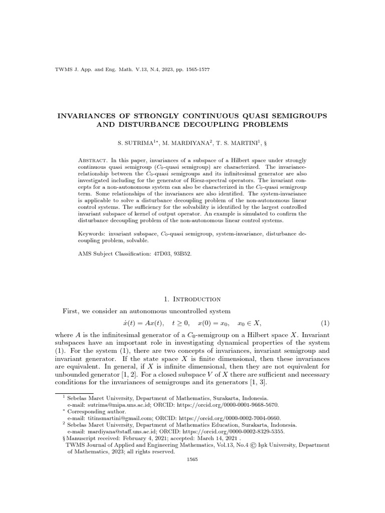 twms_2023 | PDF | Hilbert Space | Mathematical Analysis