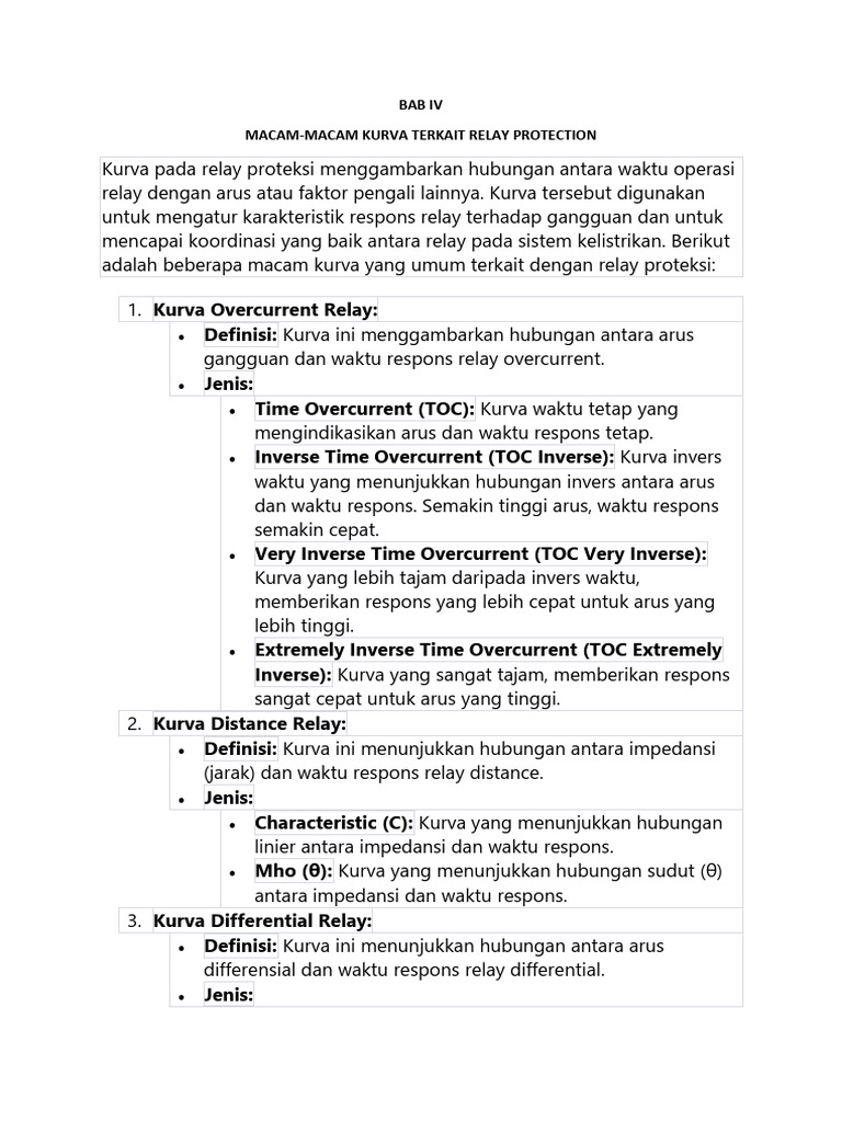 Macam-Macam Kurva Relay Proteksi | PDF | Sains & Matematika