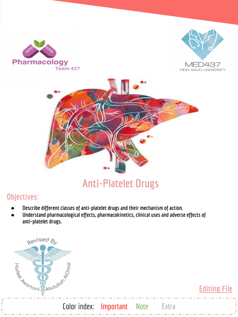 9 - Anti-Platelet Drugs | PDF | Platelet | Coagulation