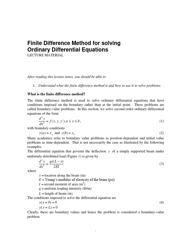 2.6.finite Difference For ODE | PDF | Beam (Structure) | Equations