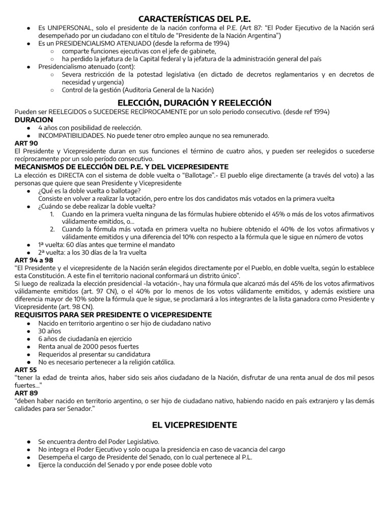 TP Poder Ejecutivo | PDF | El proceso de destitución | Ejecutivo (gobierno)
