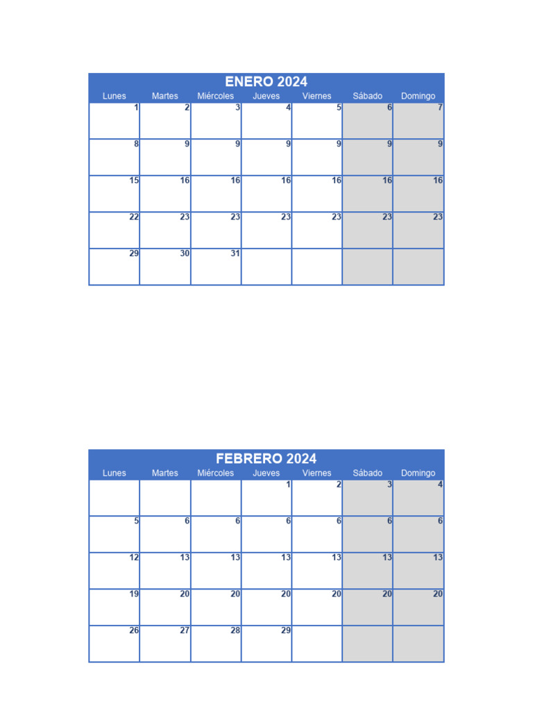 Calendario 2024: Días y Fechas | PDF