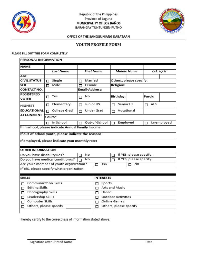 KK Profiling Form | PDF